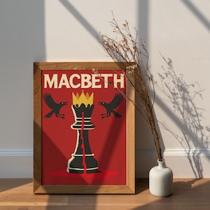 Macbeth Book Cover Poster: William Shakespeare Print, Literary Wall Art ...