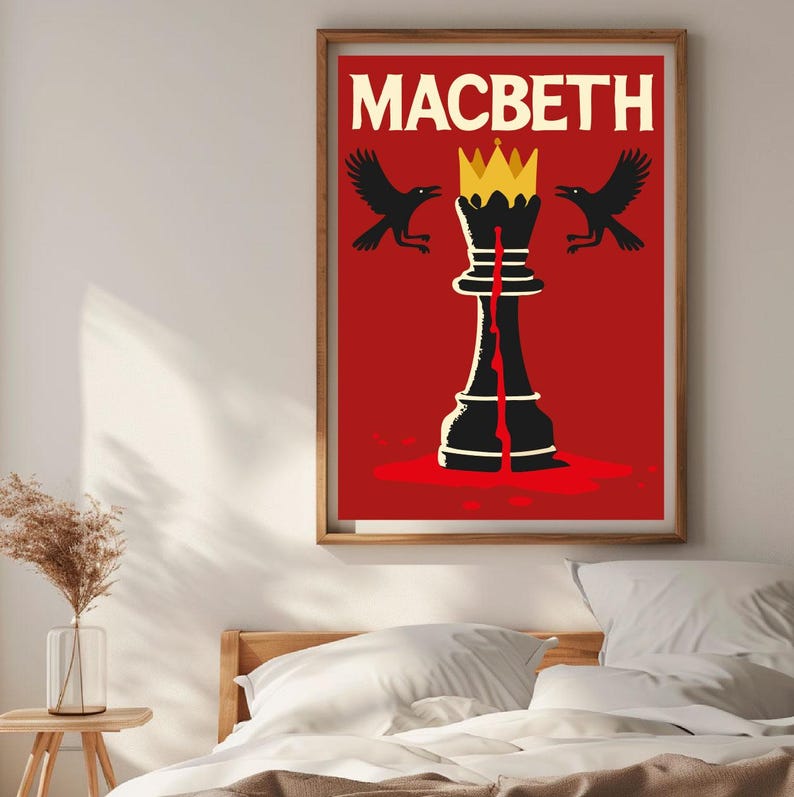 Macbeth, Book Cover, William Shakespeare, Poster, Modern Print, Book ...