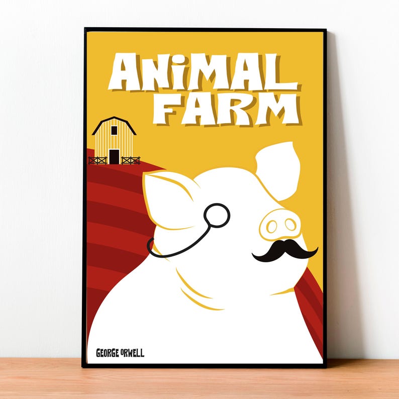 Animal Farm, Poster, George Orwell, Book Cover, Classic Novel, Book ...