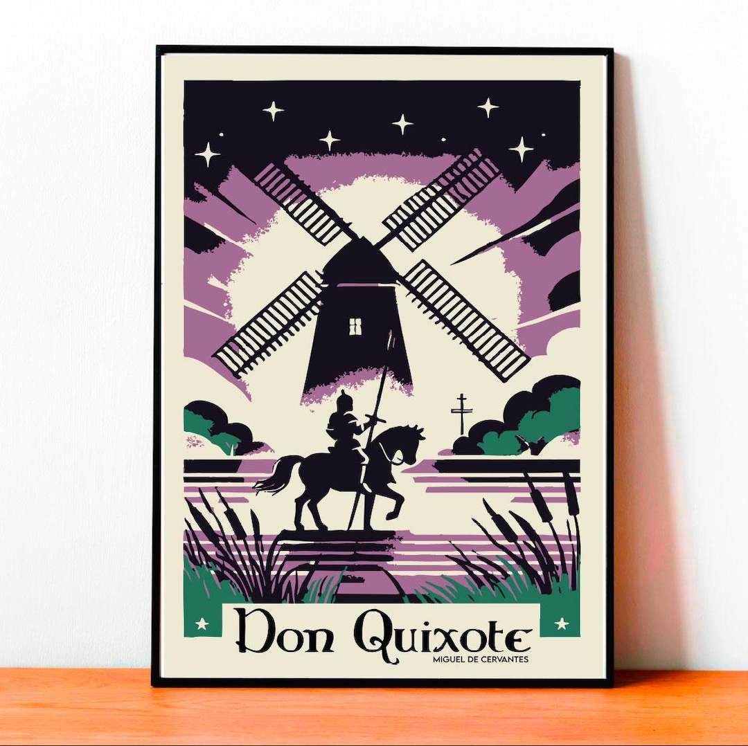 Don Quixote Poster, Miguel De Cervantes Art, Classic Literature ...