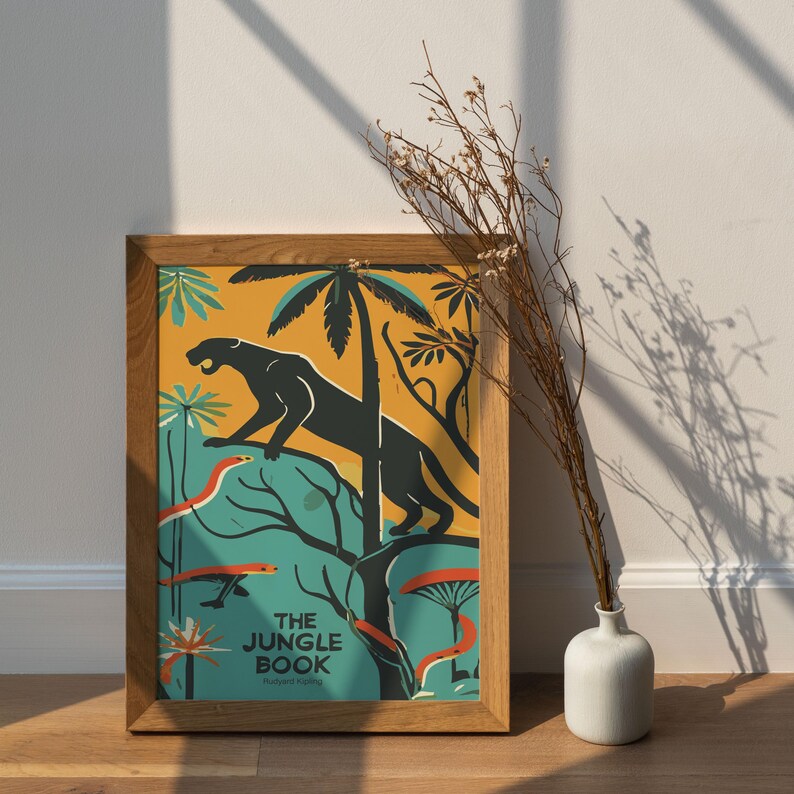 The Jungle Book Poster, Mowgli Art, Kipling Poster, Jungle Adventure ...