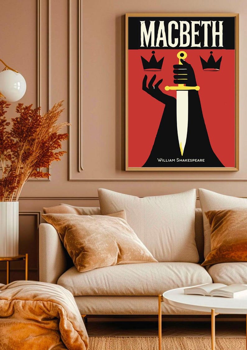 Macbeth Poster, William Shakespeare, Literary Art, Home Decor, Wall Art ...