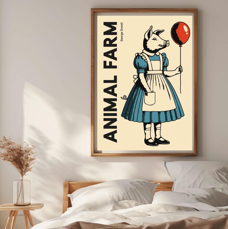Animal Farm Poster: Orwell Art Print, Literary Fine Art, Vintage, Wall ...