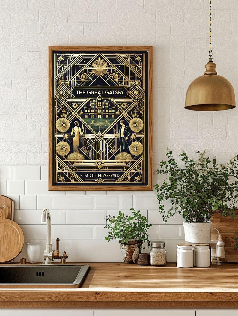 The Great Gatsby Poster, Classic Literature Wall Art, F Scott ...