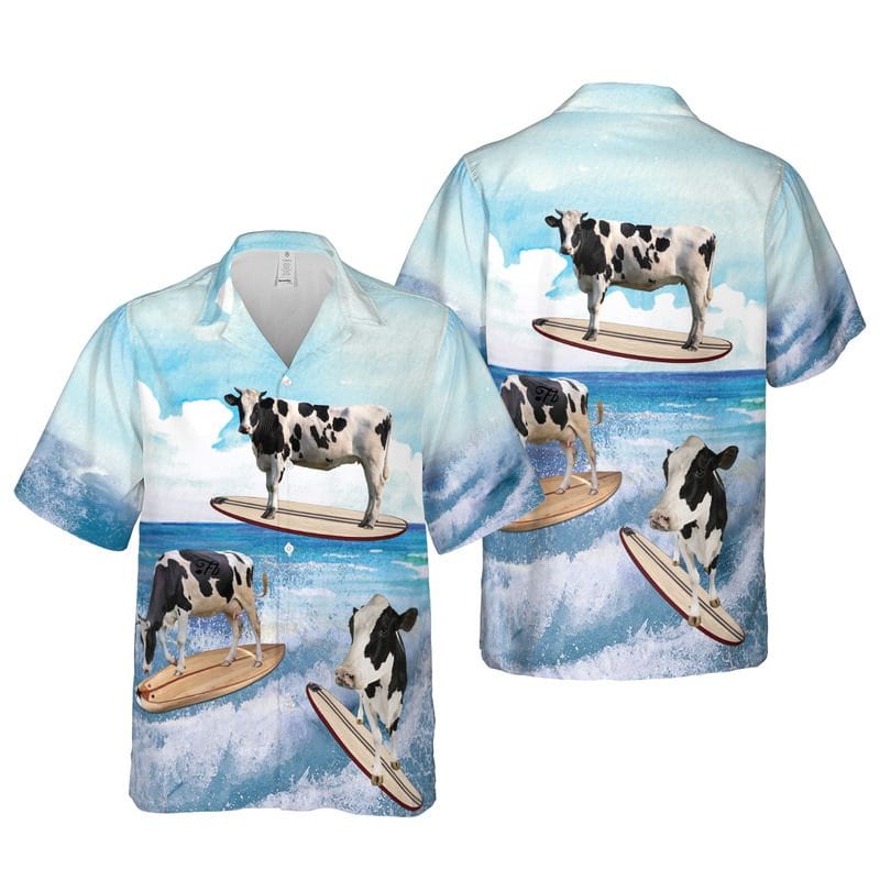 Cow Surfing Hawaiian Dairy Cow Beach Art Hawaii Shirt sold by Classy ...