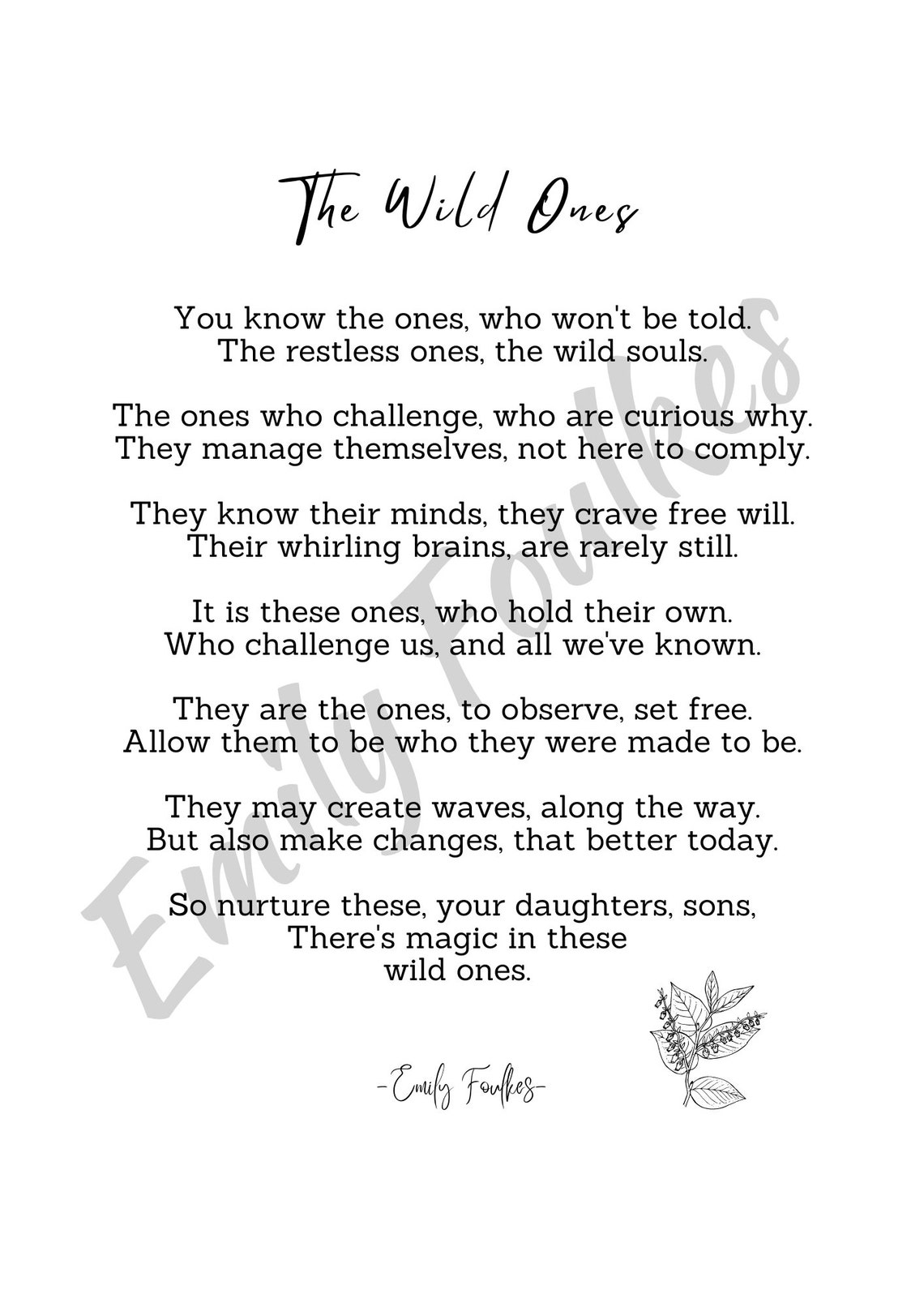 The Wild Ones Poem | Gift | Digital | Poem Art | Wall Art | Home Decor ...