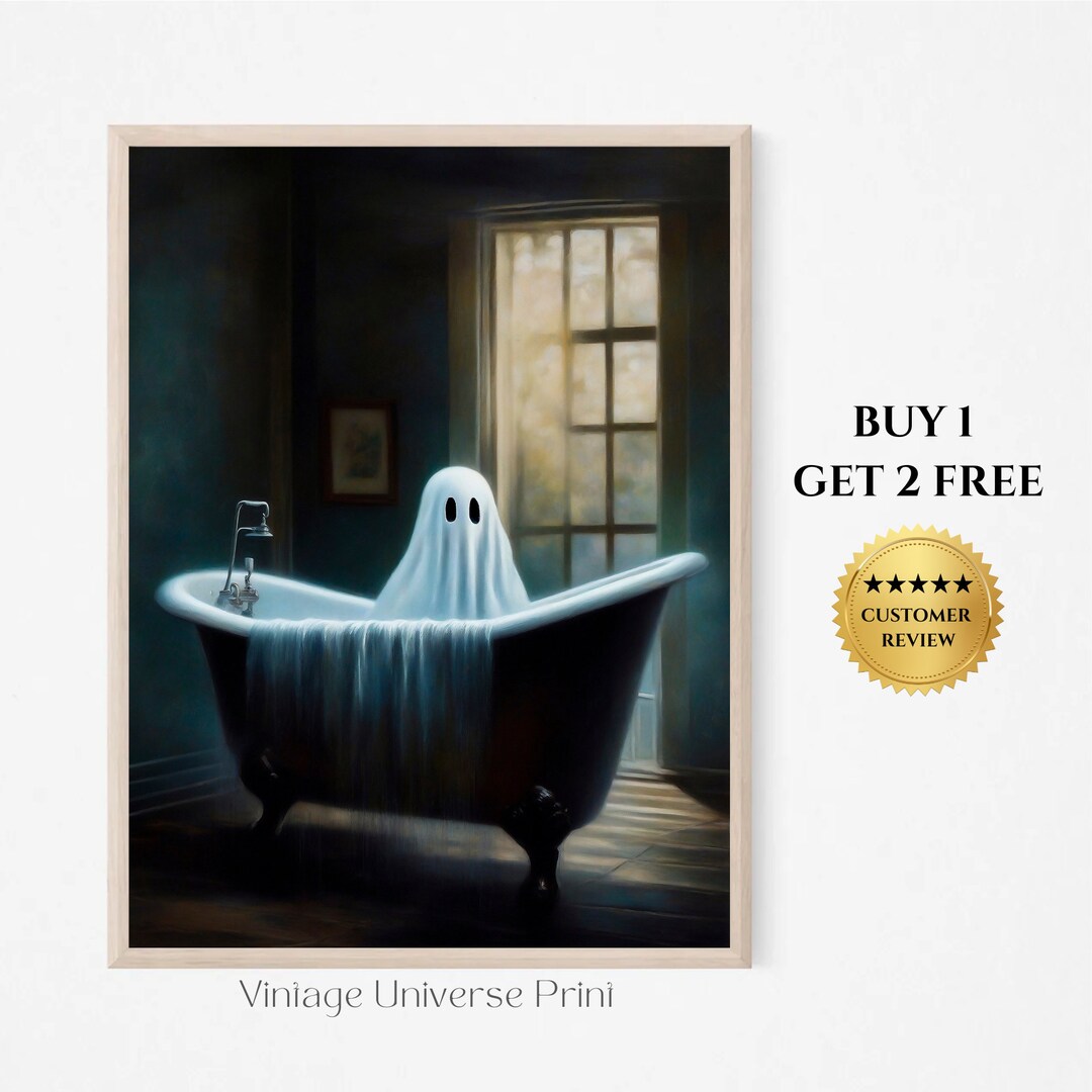 Ghost Bathroom Poster Ghost Standing in Bathroom Creepy Ghost in the ...