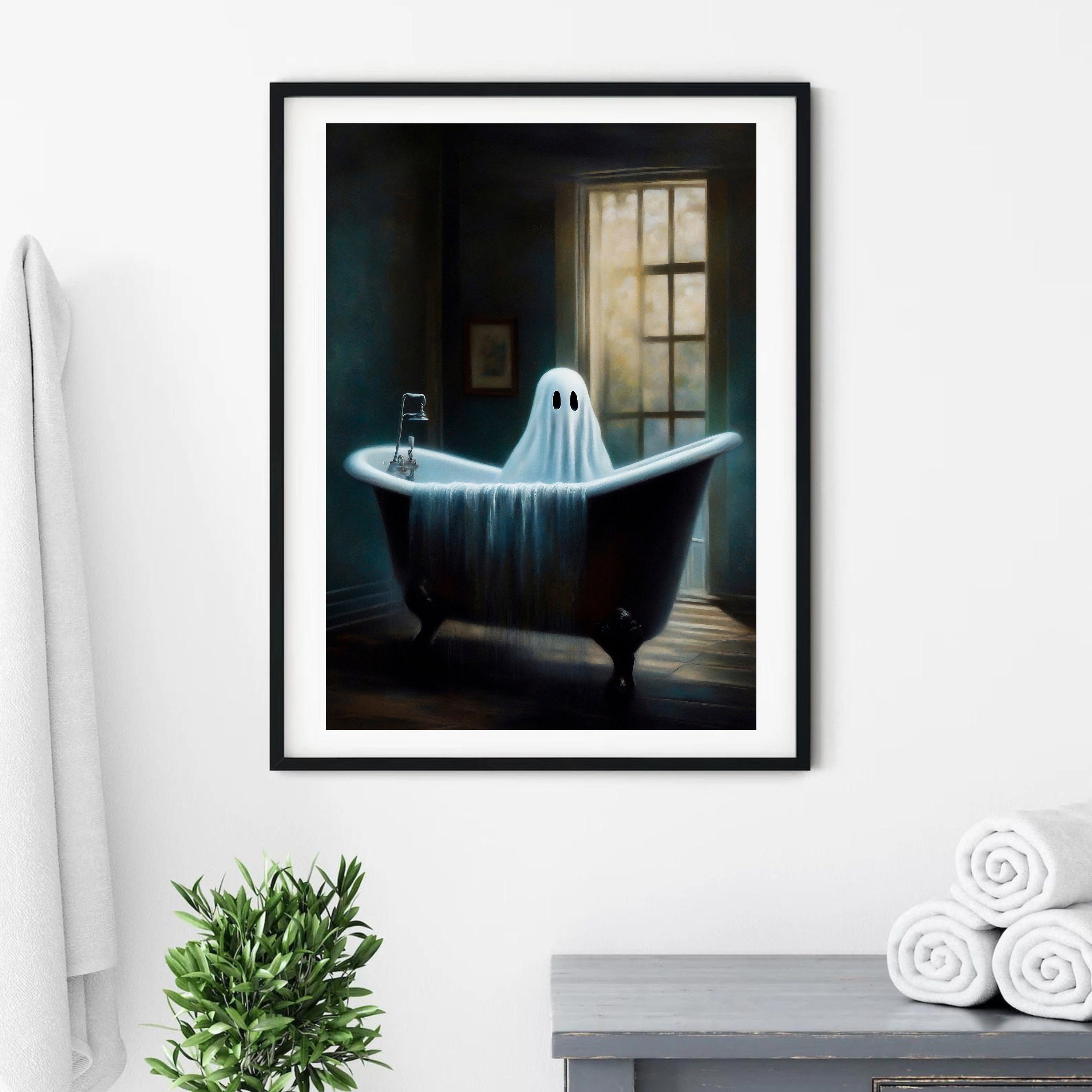 Ghost Bathroom Poster Ghost Standing in Bathroom Creepy Ghost in the ...