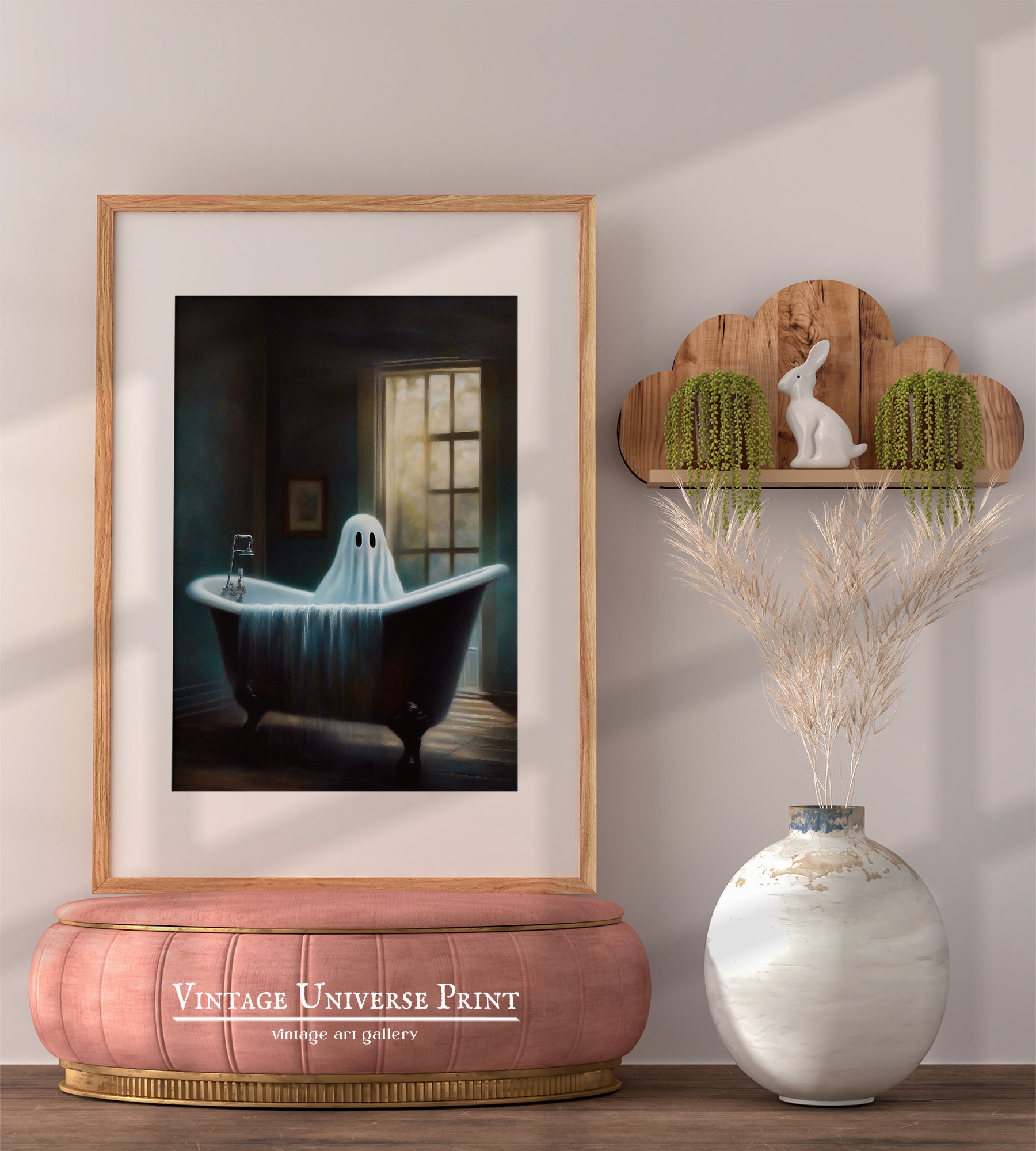Ghost Bathroom Poster Ghost Standing in Bathroom Creepy Ghost in the ...