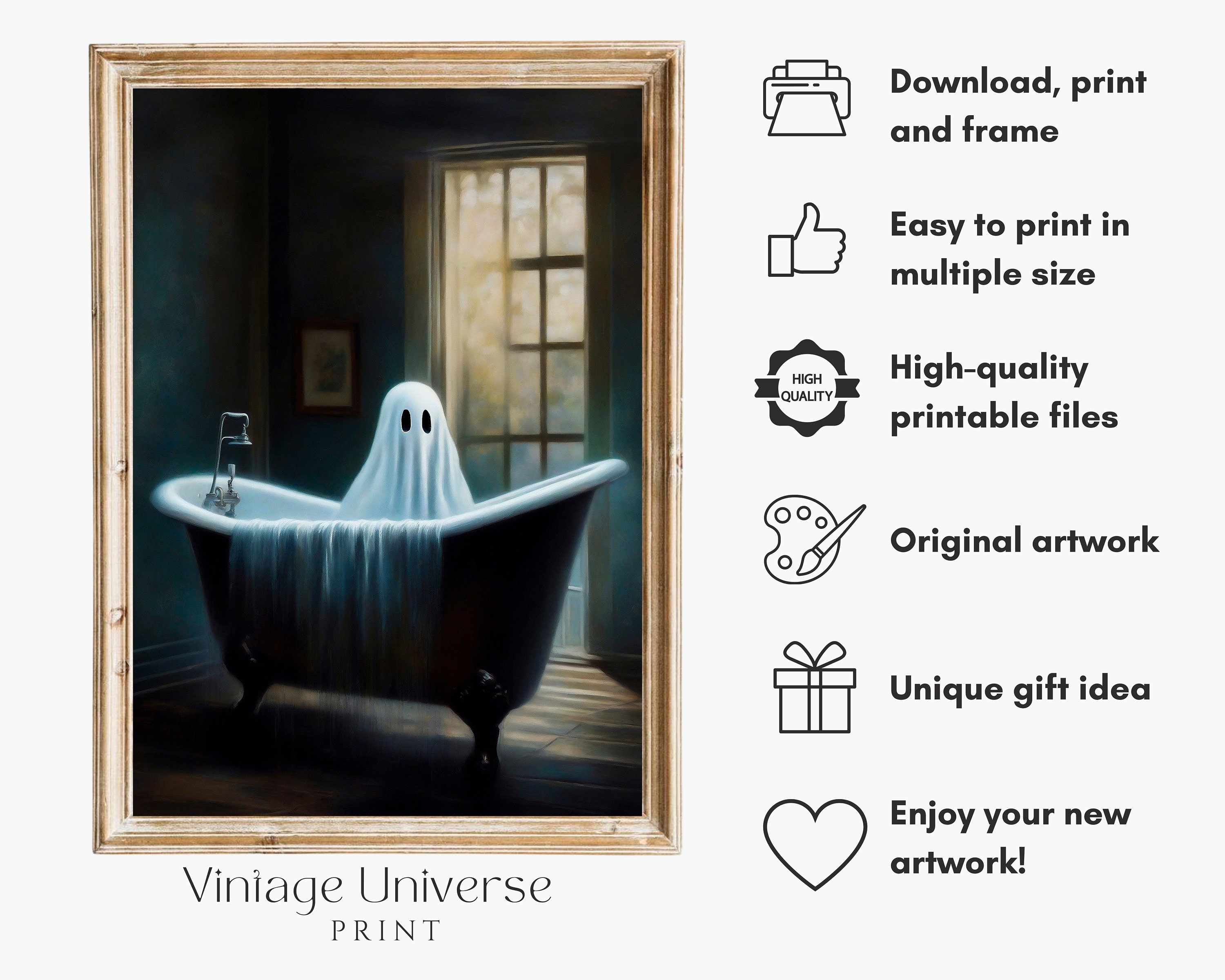 Ghost Bathroom Poster Ghost Standing in Bathroom Creepy Ghost in the ...
