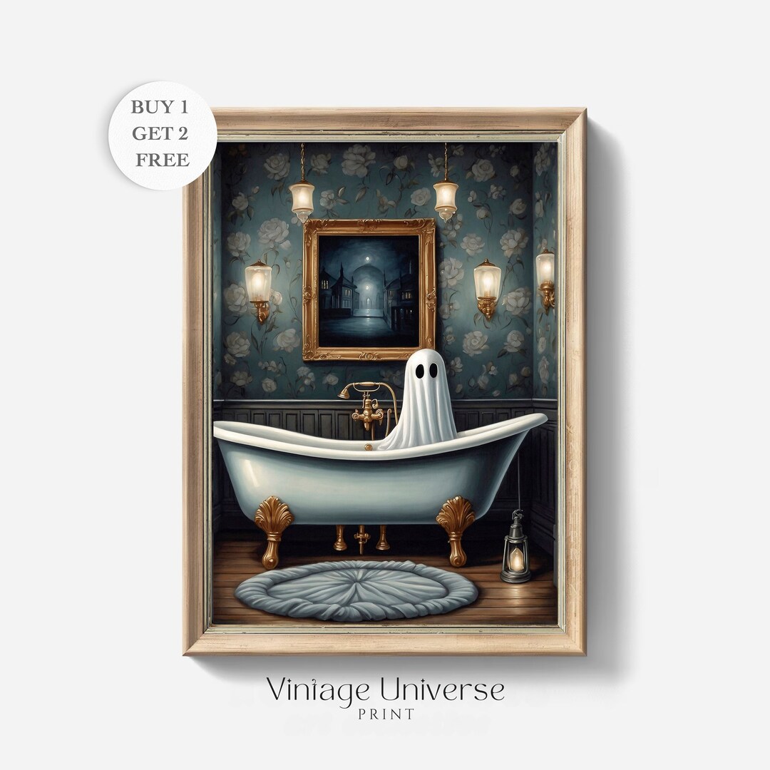 Ghost in the Bathtub Print Ghost Bathroom Digital Download Ghost ...