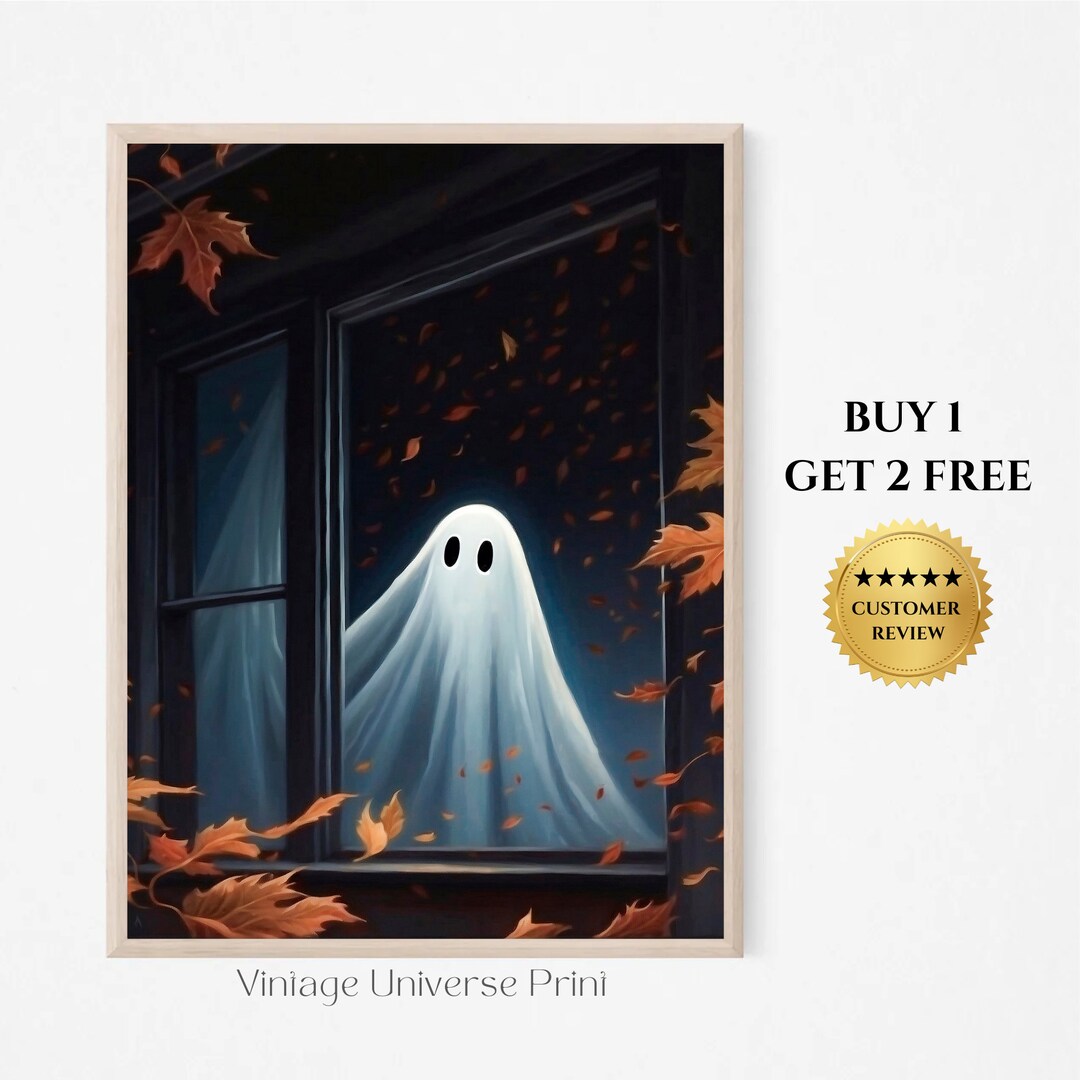 Geist schaut aus dem Fenster im Herbst, Gruseliger Geist Poster ...