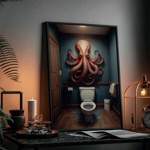 Octopus Bathroom Print Octopus Wall Art Animal Bathroom Art Animal on ...