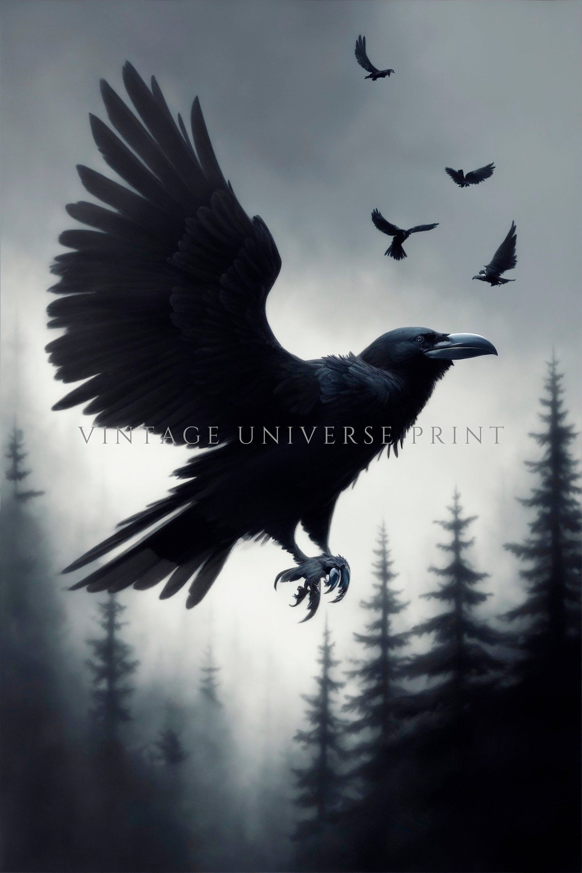 Schwarzer Rabe Druck, Witchy Room Decor, Dark Academia Drucke, Crow ...