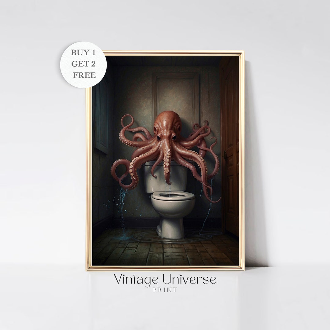 Octopus Bathroom Print Octopus Wall Art Animal Bathroom Art Animal on ...