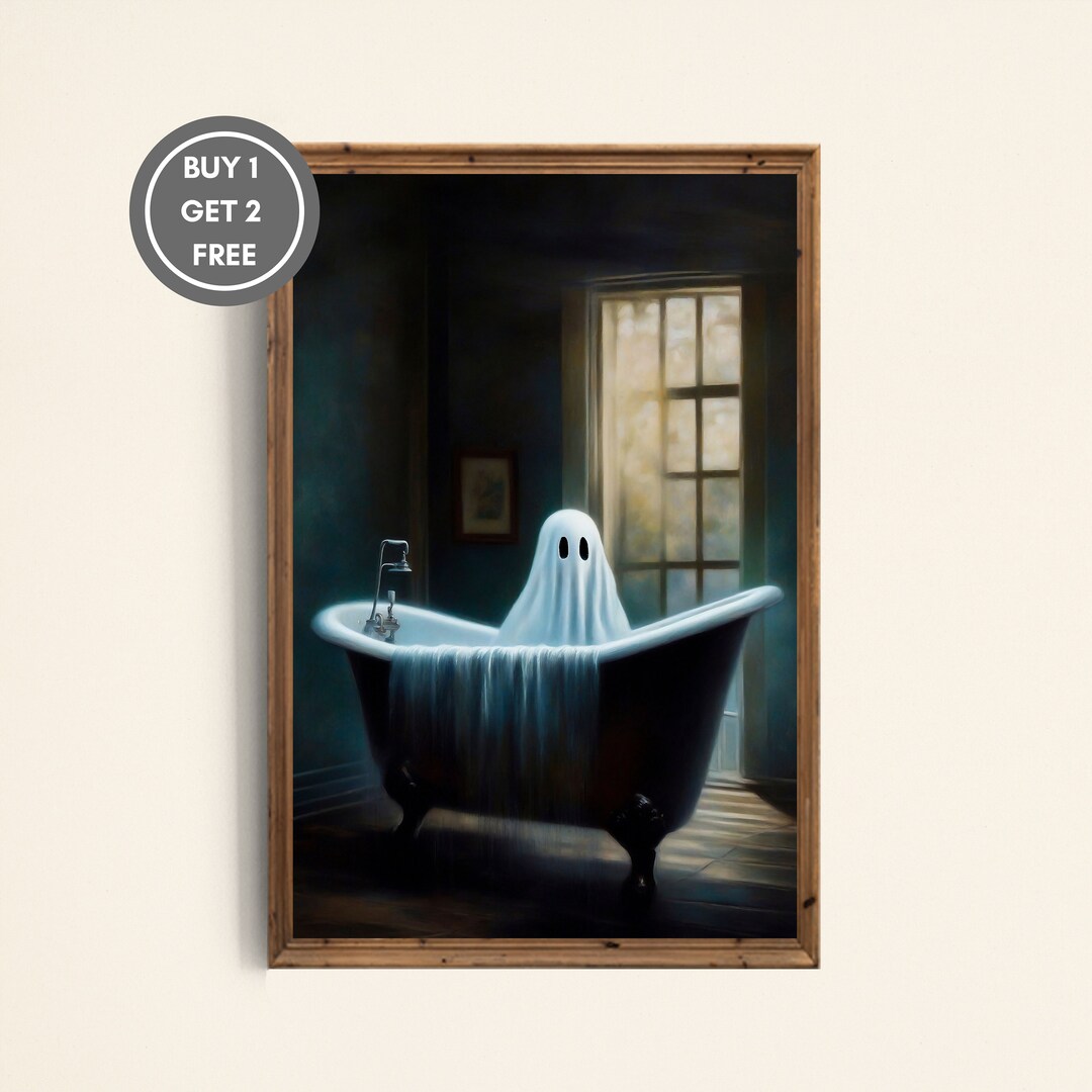 Ghost Bathroom Poster Ghost Standing in Bathroom Creepy - Etsy Australia