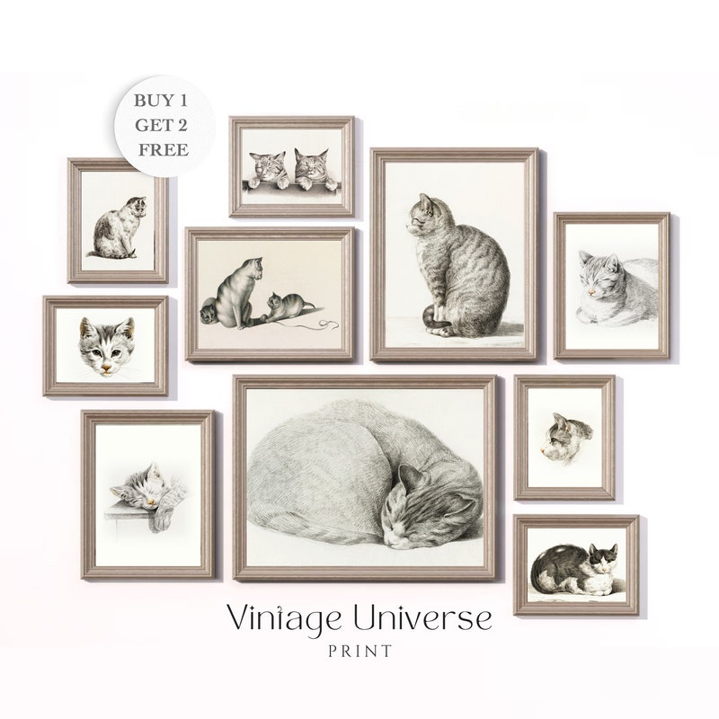 Vintage Cat Print - Etsy