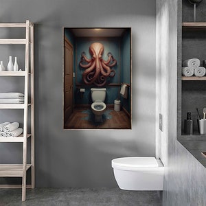 Octopus Bathroom Print Octopus Wall Art Animal Bathroom Art Animal on ...