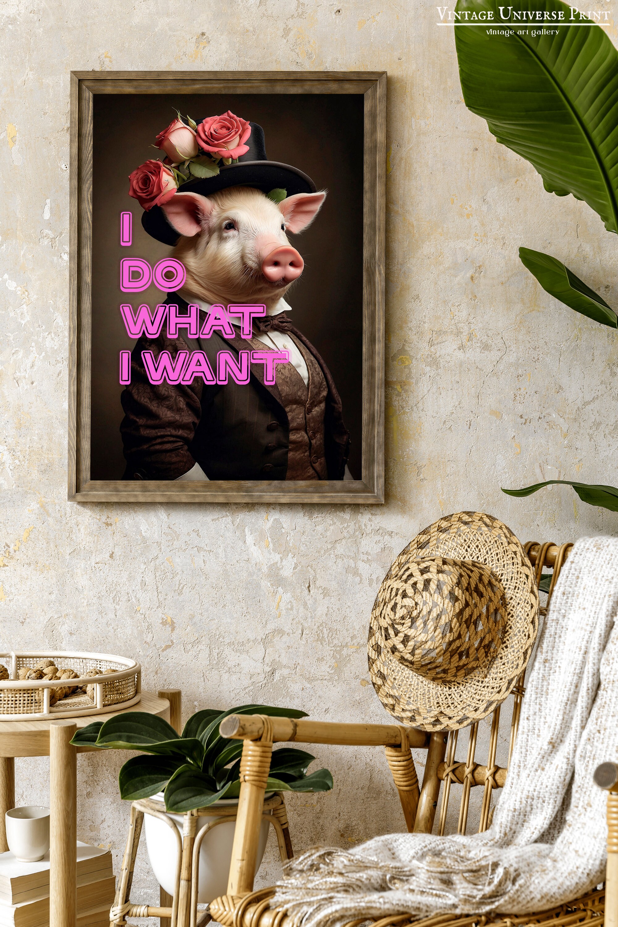 Victorian Pig Portrait Altered Animal Painting Renaissance - Etsy