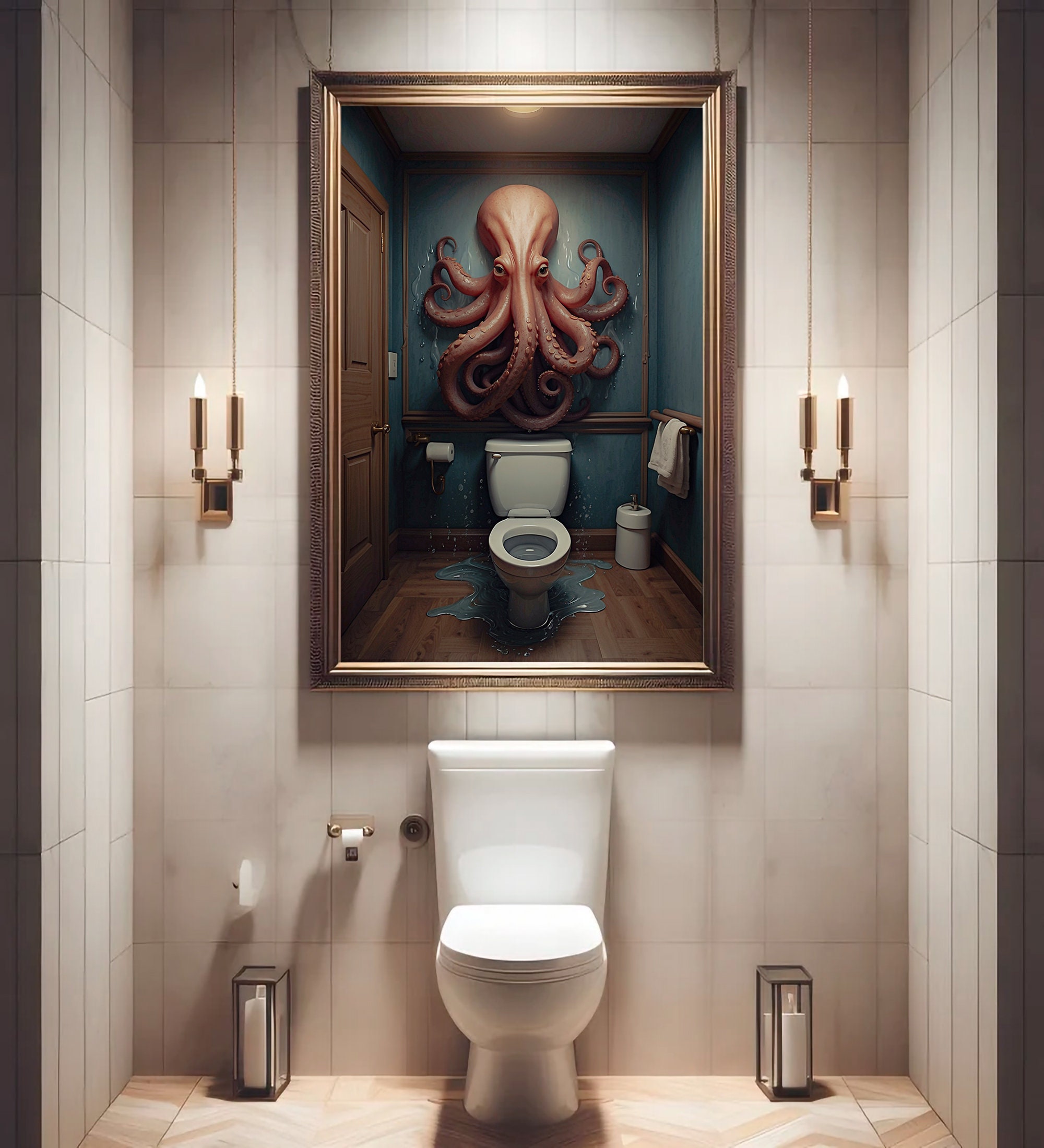 Octopus Bathroom Print Octopus Wall Art Animal Bathroom Art Animal on ...