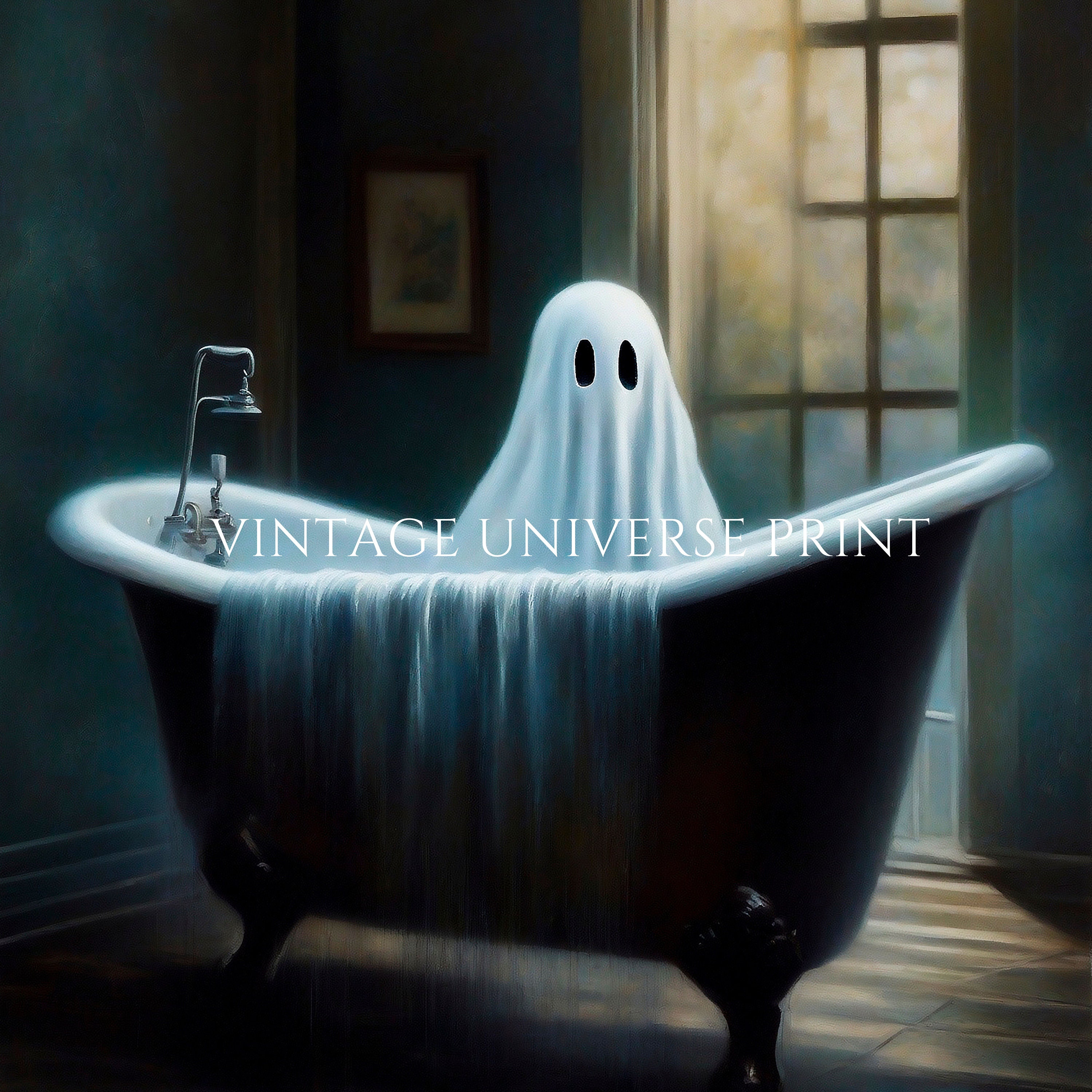 Ghost Bathroom Poster Ghost Standing in Bathroom Creepy Ghost in the ...