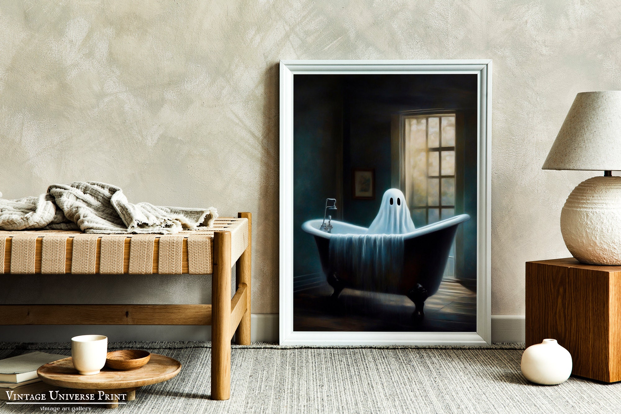Ghost Bathroom Poster Ghost Standing in Bathroom Creepy Ghost in the ...