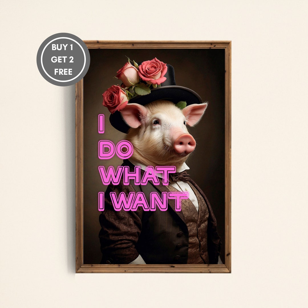 Victorian Pig Portrait Altered Animal Painting Renaissance - Etsy