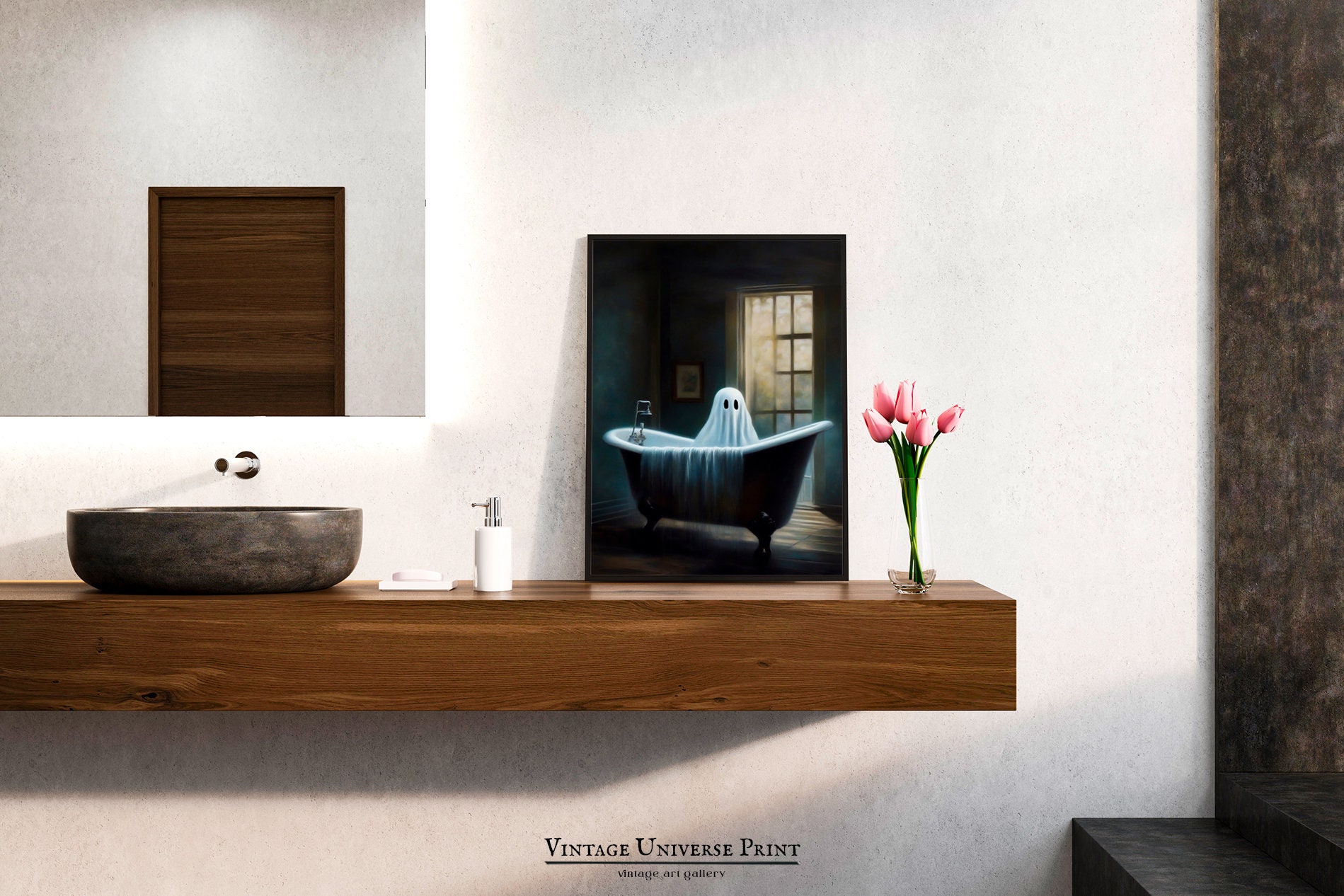 Ghost Bathroom Poster Ghost Standing in Bathroom Creepy Ghost in the ...