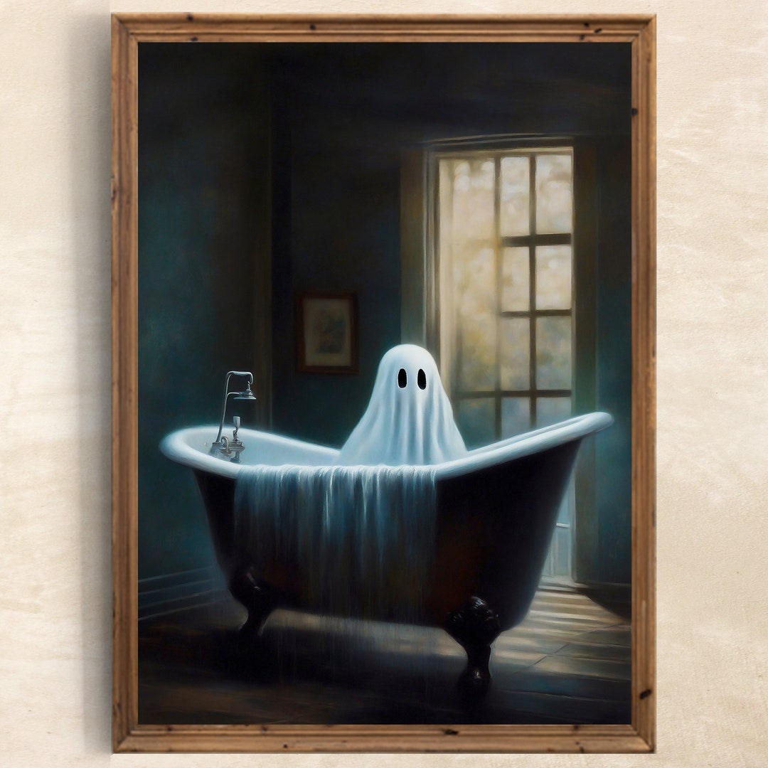 Ghost Bathroom Poster Ghost Standing in Bathroom Creepy - Etsy