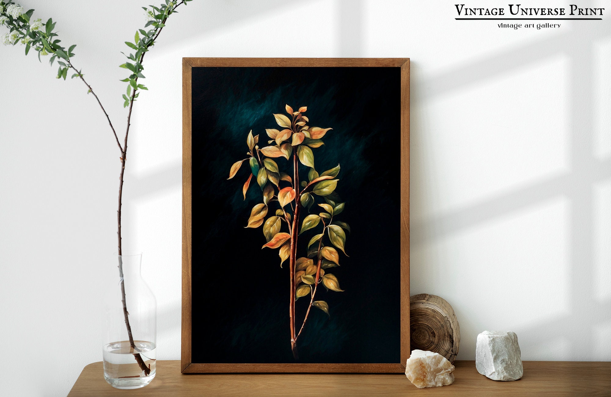 Moody Autumn Flower Painting Dark Botanical Print Autumn Wall Decor ...