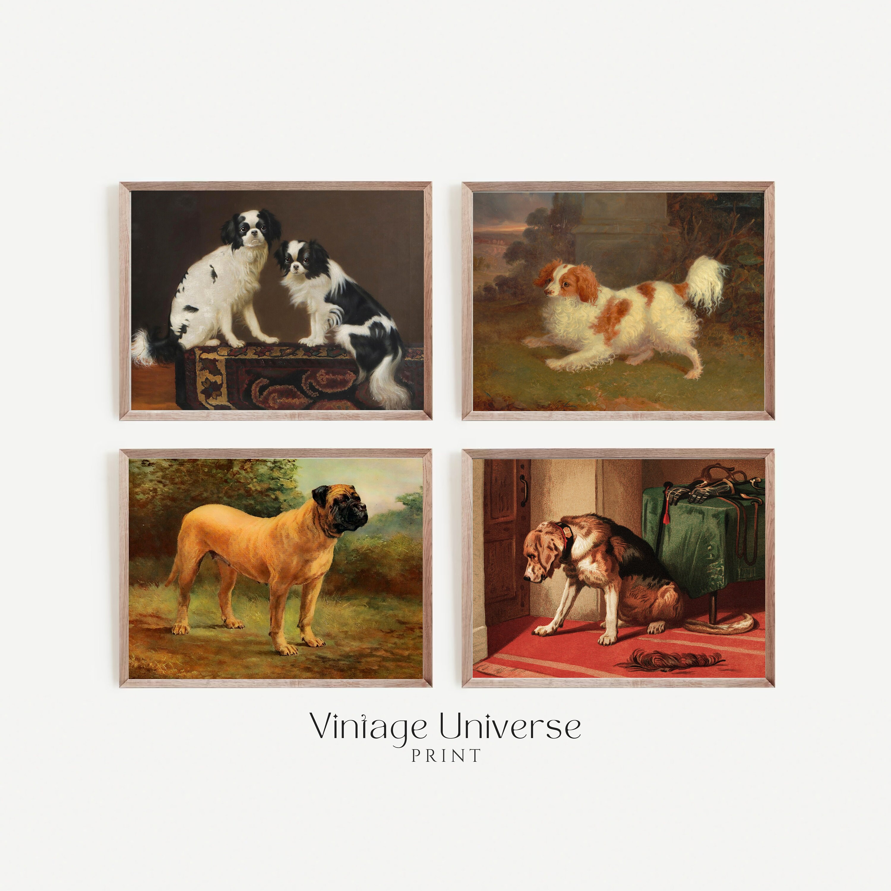 Dog Gallery Wall Set of 10 Paintings Vintage Dog Painting Antique Dog ...