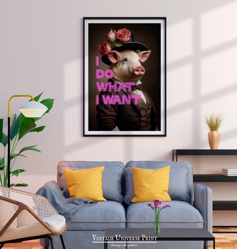 Victorian Pig Portrait Altered Animal Painting Renaissance - Etsy