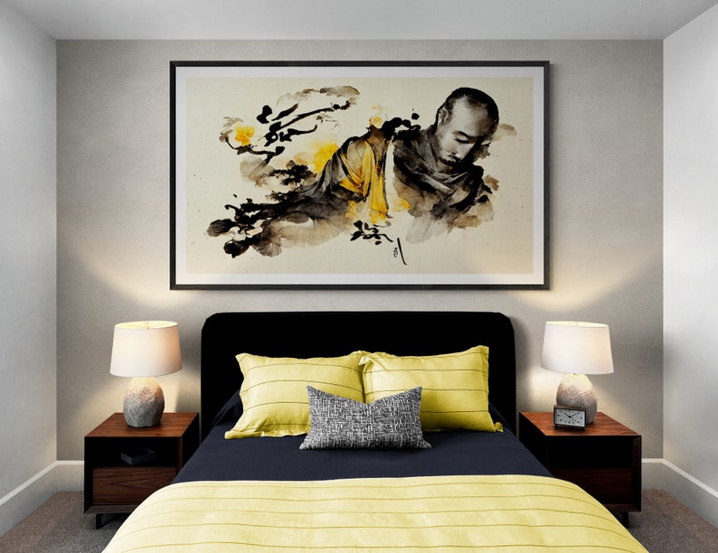 Zen Wall Art Monk Nirvana Digital Spiritual Traditional Japanese Print ...