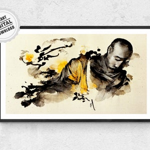 Zen Wall Art Monk Nirvana Digital Spiritual Traditional - Etsy