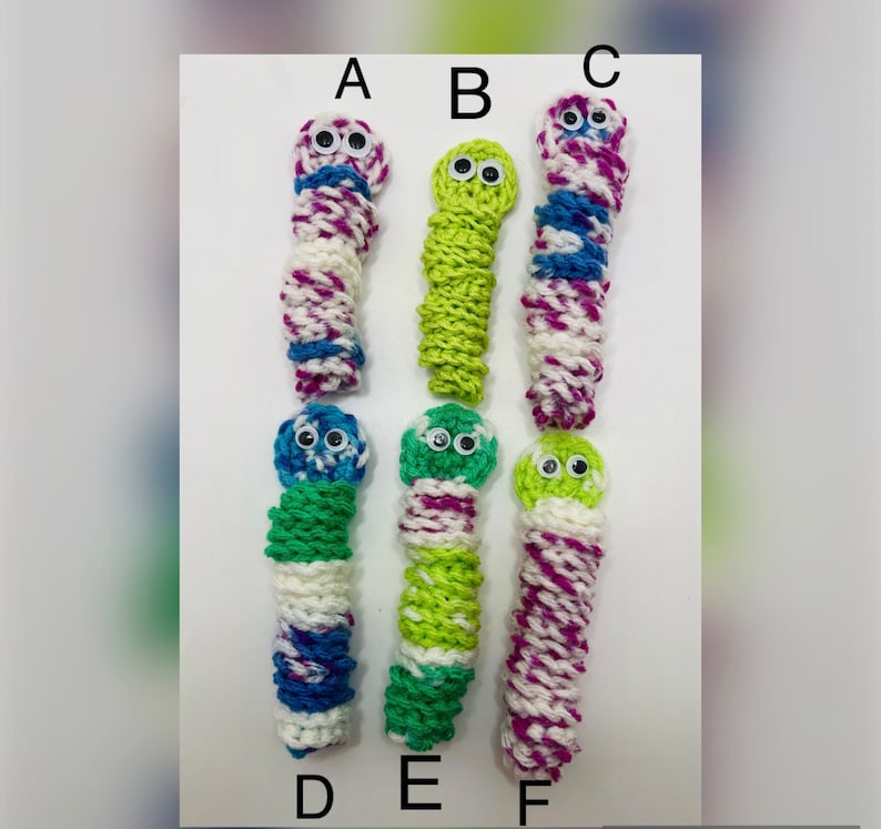 Worry Worm Stress Toy Crocheted Worry Worm Anxiety Toy - Etsy