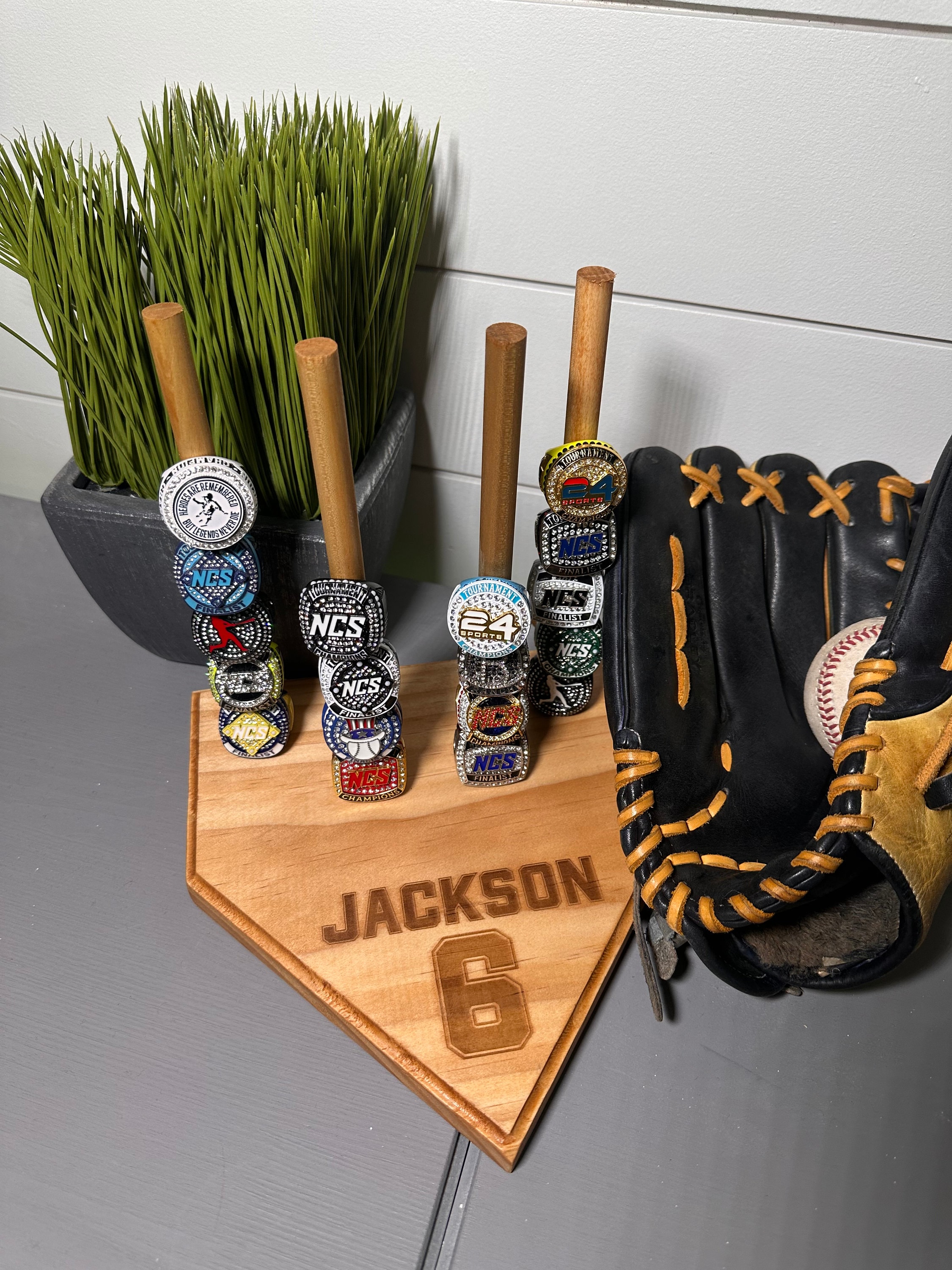Personalized Baseball Ring Stand | Custom Softball Home Plate Ring ...