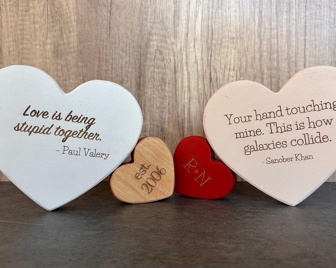 Custom Love Quote Sign Wooden Heart Sign Valentines Day Gift Wood ...