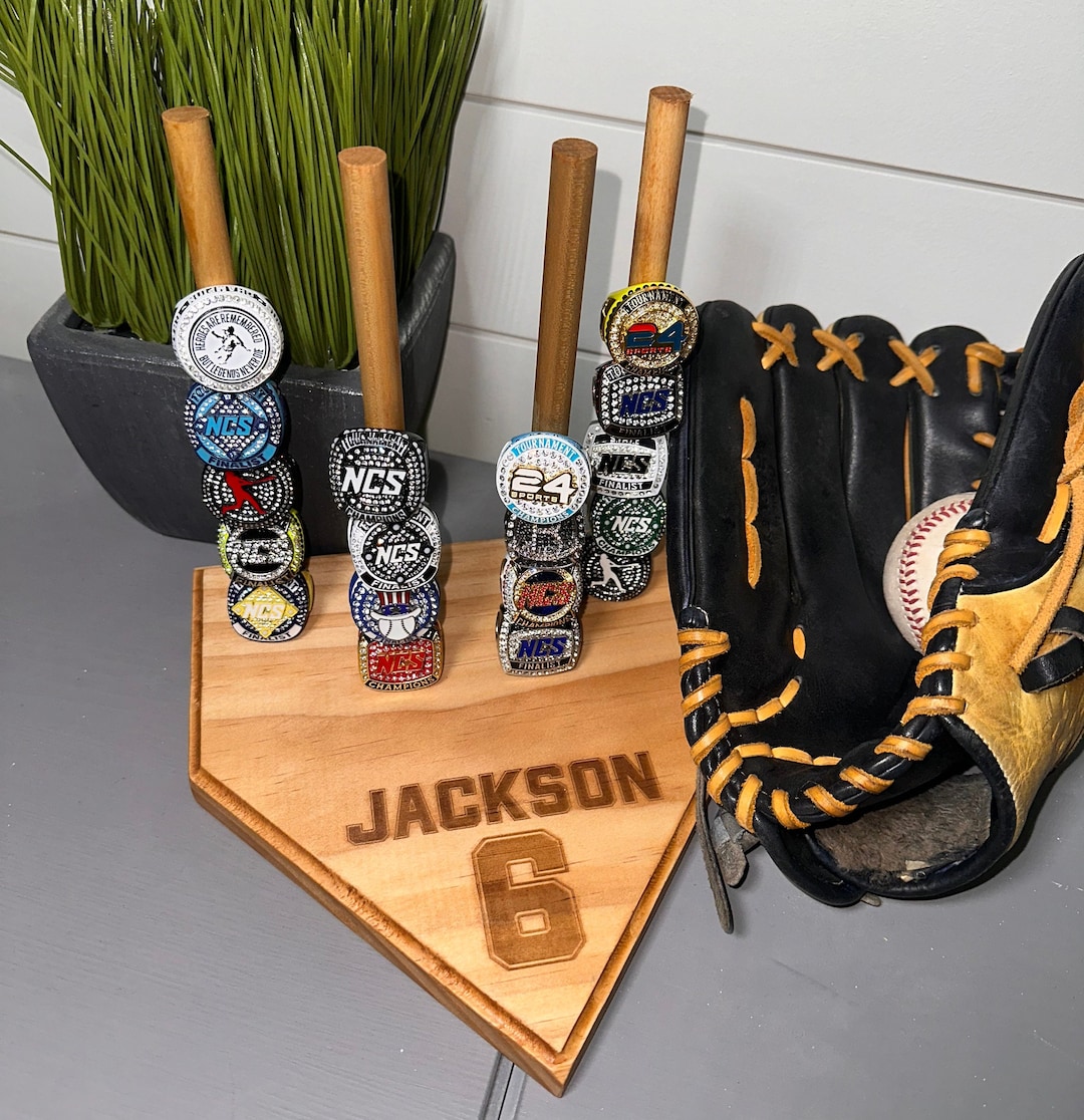 Personalized Baseball Ring Stand Custom Softball Home Plate Ring Holder ...