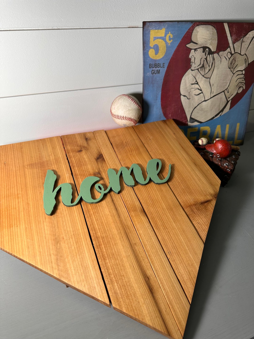 Custom Baseball Sign Baseball Softball Home Plate Wooden Sign Farmhouse ...