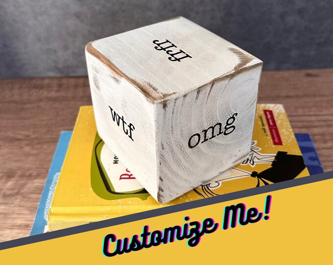 Custom Quote Cube, Funny Wood Sign for Home Office, Personalized Dorm ...
