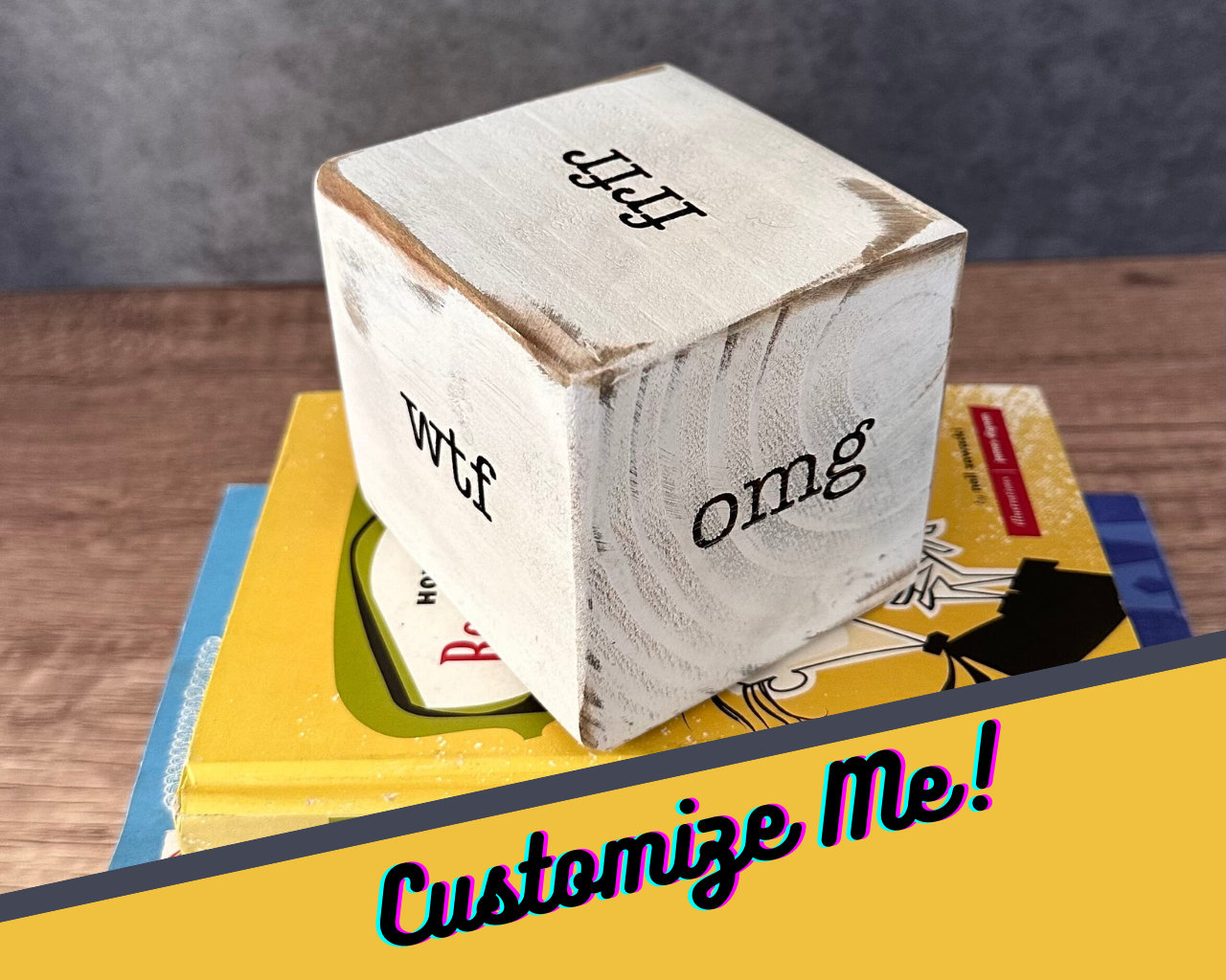 Custom Quote Cube, Funny Wood Sign for Home Office, Personalized Dorm ...