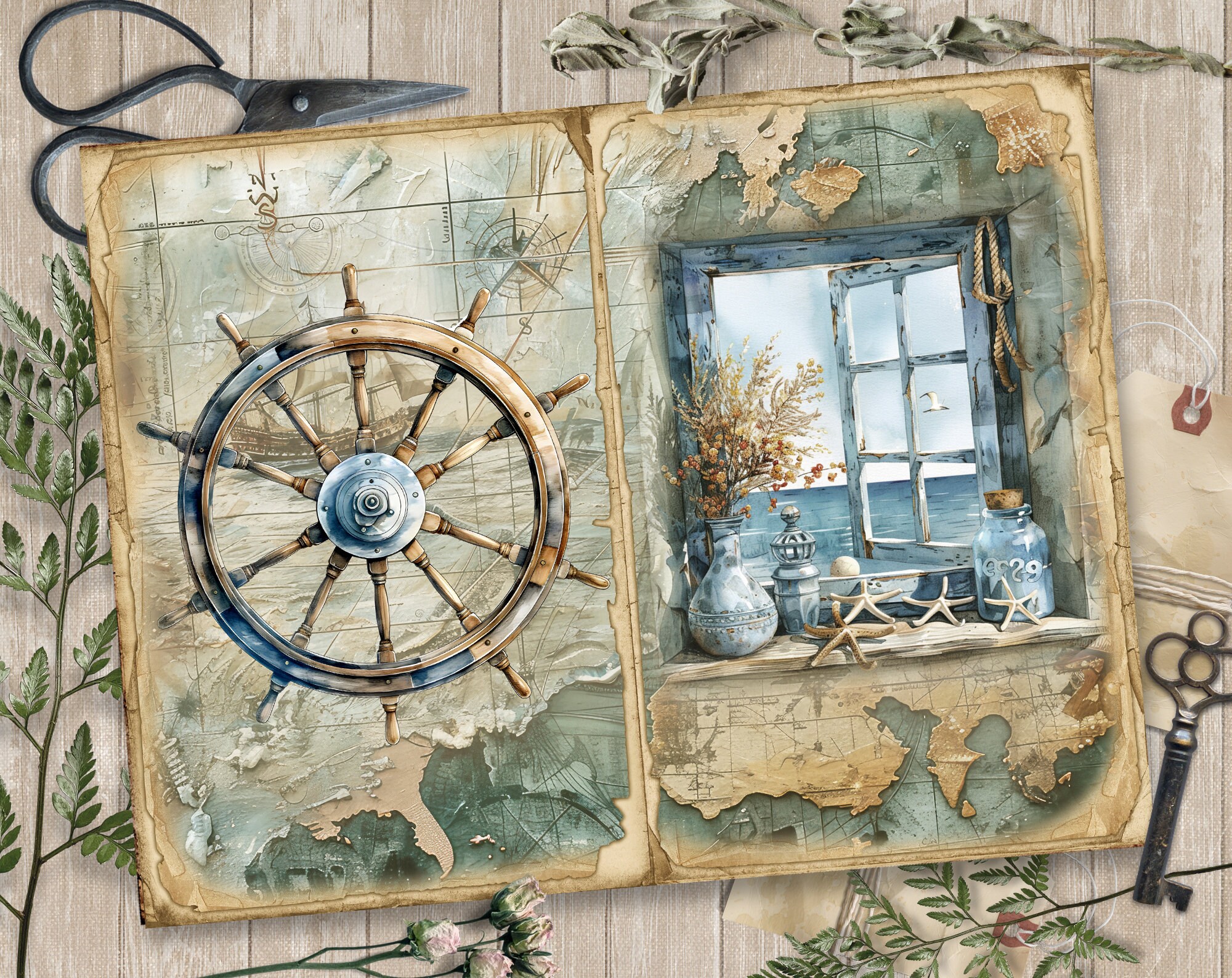 Nautical Journal Pages, Spring Ephemera, Nautical Printable, Printable ...