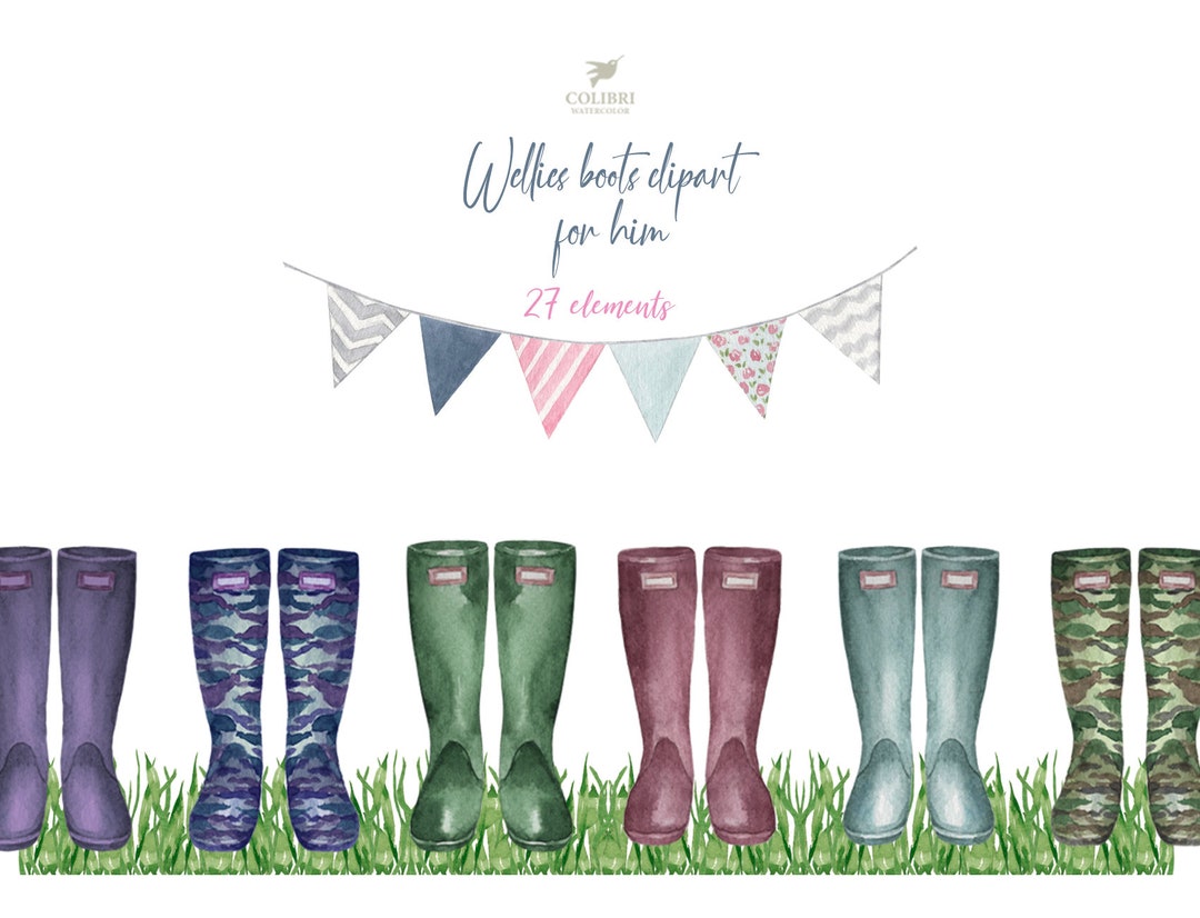 Personalized Clipart, Wellies Boots Clipart for Him, Wellington Boot ...