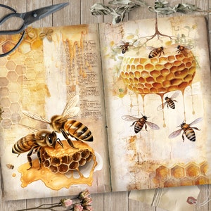 Honey Bees Junk Journal Pages, Vintage Bee Junk Journal Kit, Junk ...