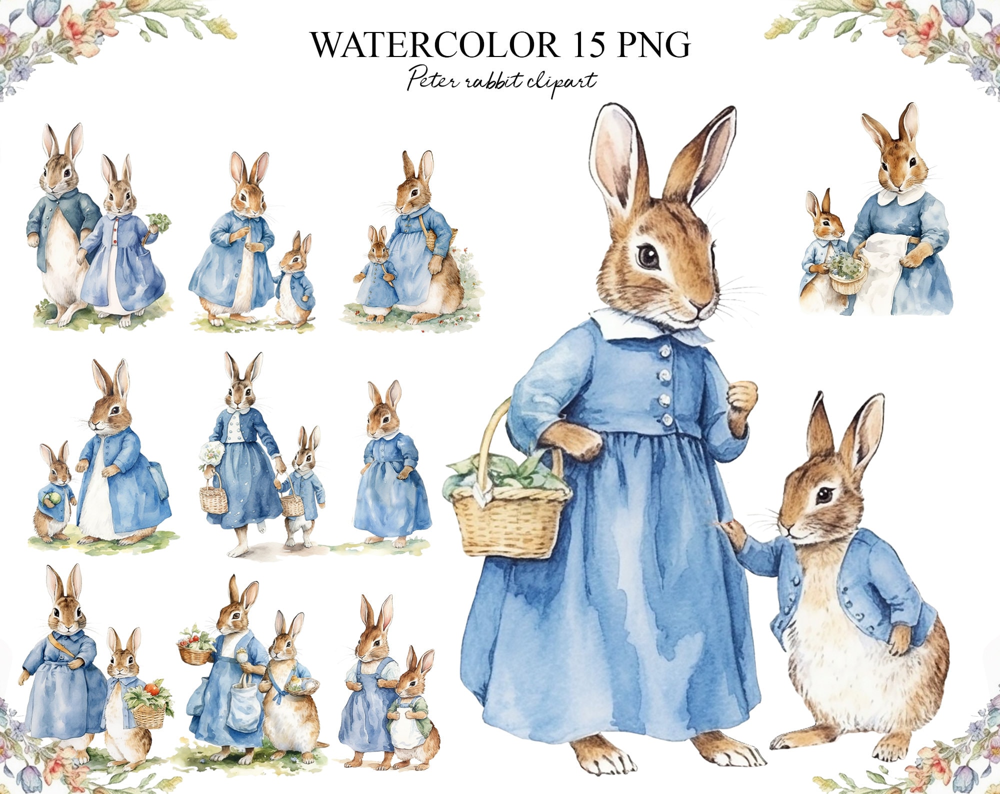 Peter Rabbit & Mum 15 PNG Beatrix Potter Style PNG Clip Art - Etsy