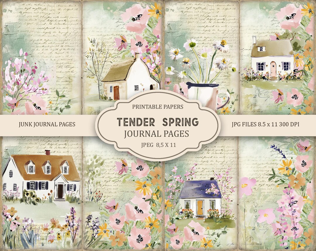 Tender Spring Junk Journal Pages: Whimsical Floral Garden Kit (JPG) - Etsy