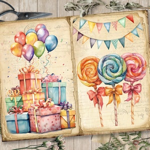 Happy Birthday Junk Journal Pages, Spring Ephemera, Scrapbook Printable ...