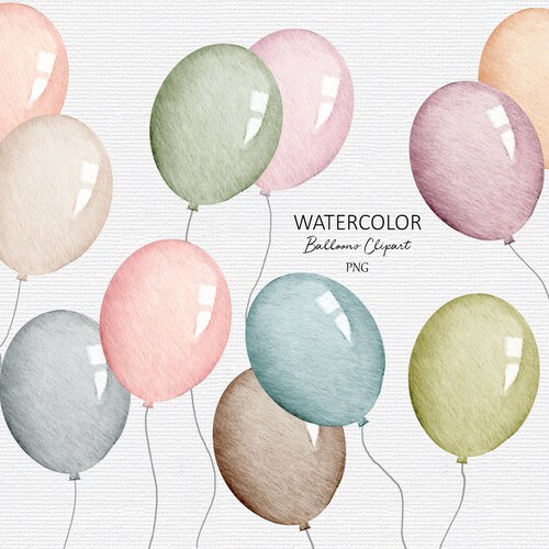 Watercolor Balloons Clipart Png Birthday Clipart Balloon - Etsy