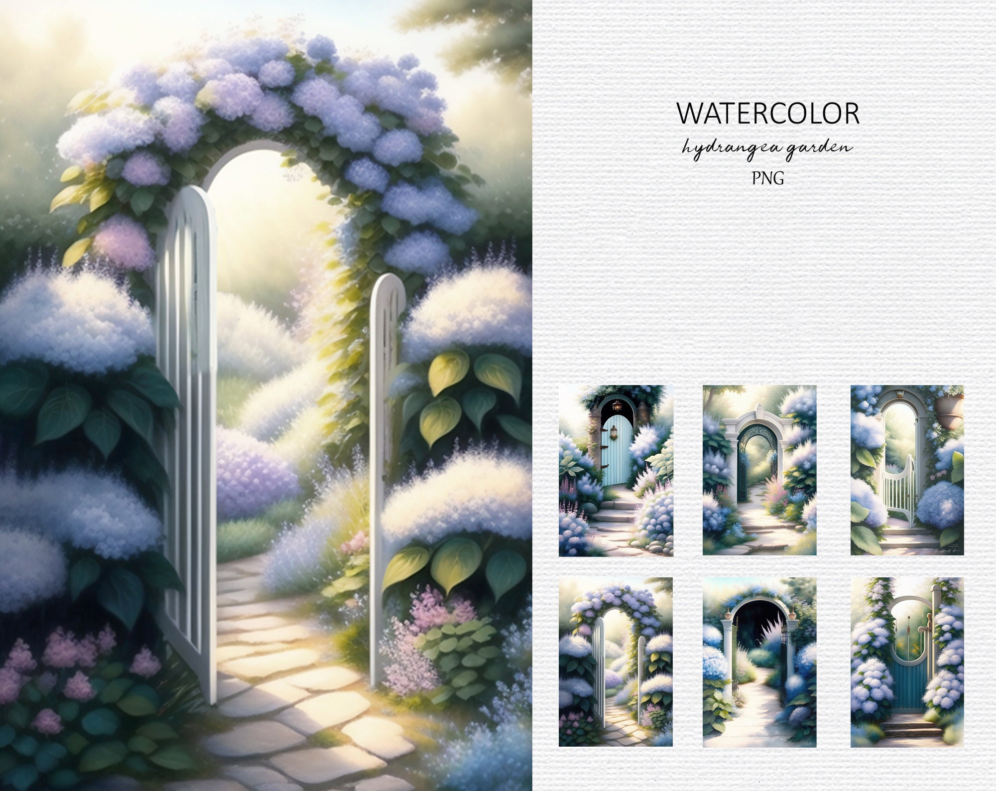 Secret Garden Clipart Hydrangea Flowers Clipart Watercolor - Etsy