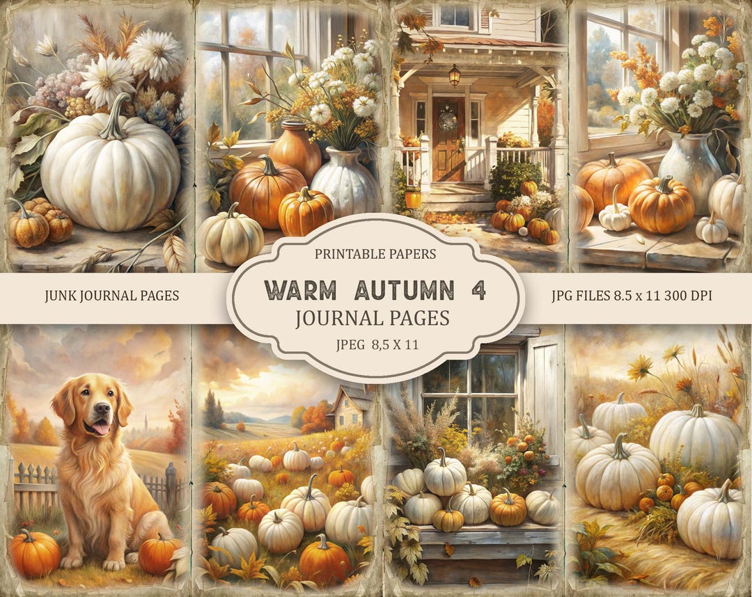 Warm Autumn Junk Journal Kit: Printable Scrapbook Pages (PDF), Part 4 ...